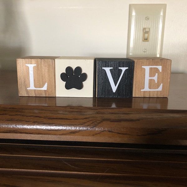 Dog Decor/ Wood Blocks/ Tiered Tray Decor/ Wood Decor/ Mantle Decor ...