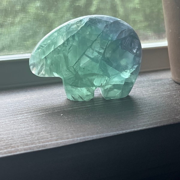 Large Fluorite Crystal Bookend. Polished Crystal Bookend. Stone ...