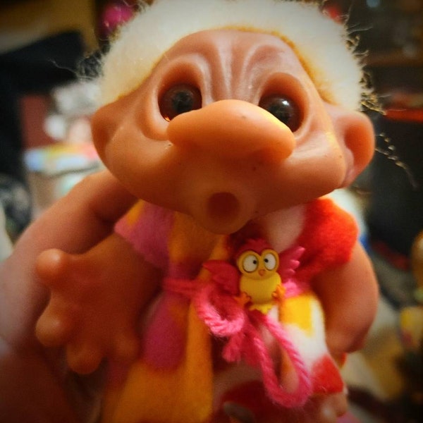 Rare 1965 Two Headed Uneeda 3” Tall Troll Doll - Pink Hair Pink Eyes ...