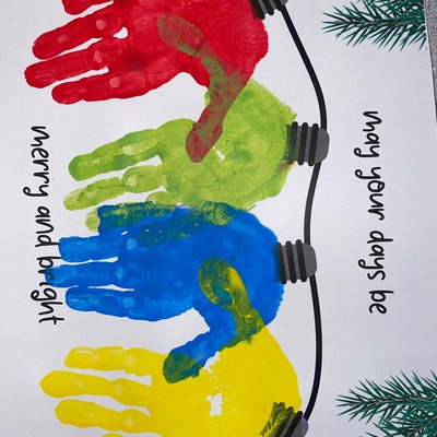 Christmas Lights Handprint Art Craft, Christmas Handprint Craft, DIY ...
