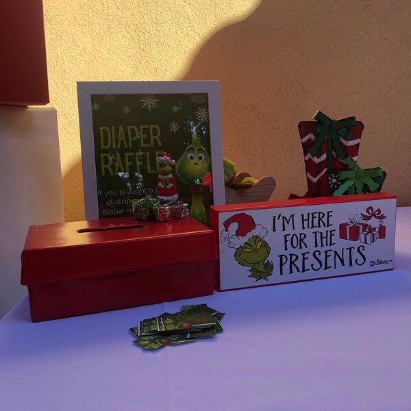 Grinch Christmas Baby Shower Diaper Raffle | INSTANT DOWNLOAD | Canva ...