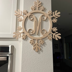 Snowflake Monogram Holiday Wooden Monogram Letters Interlocking Script ...