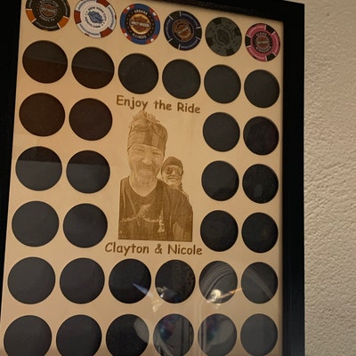 Photo Engraved Poker Chip Display Frame Insert Fits 36 Harley or Casino ...