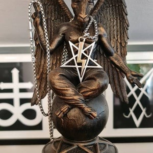 Black Metal Trident Pendant Lucifer Thelema Necklace , Satanic Dark ...