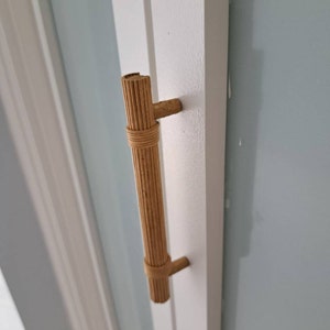 Boho Rod Drawer Pull , Dark Oak Rattan Handle, Wicker Drawer Pull ...