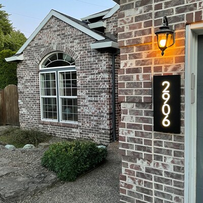 XL Vertical Lighted Address Sign, Address Plaque, Large Modern ...