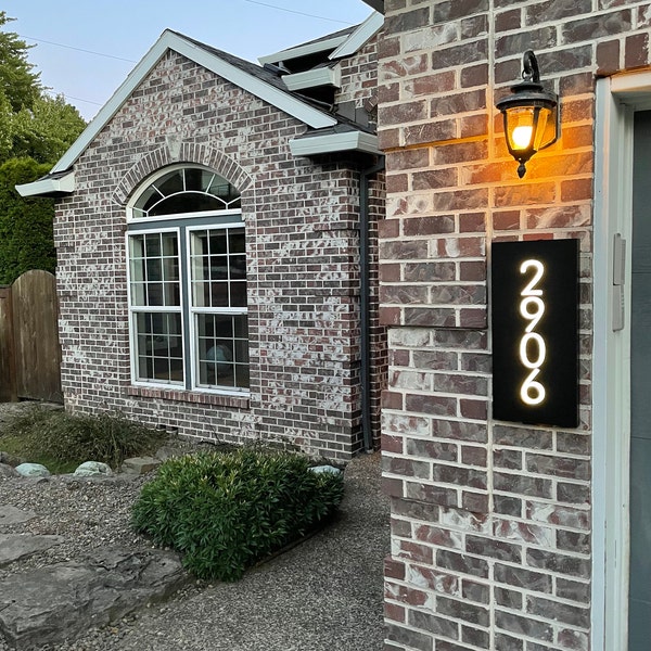 XL Vertical Lighted Address Sign, Address Plaque, Large Modern ...