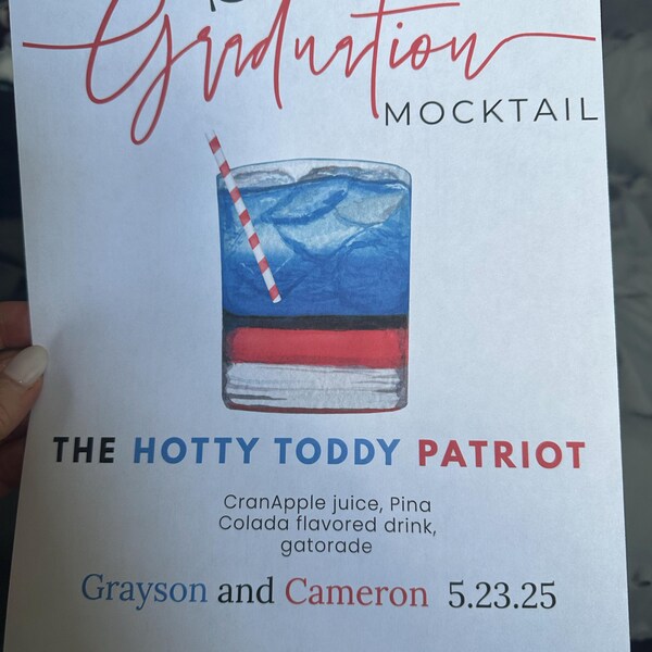 Modern Graduation Signature Drink Sign, Graduate Bar Menu Sign ...