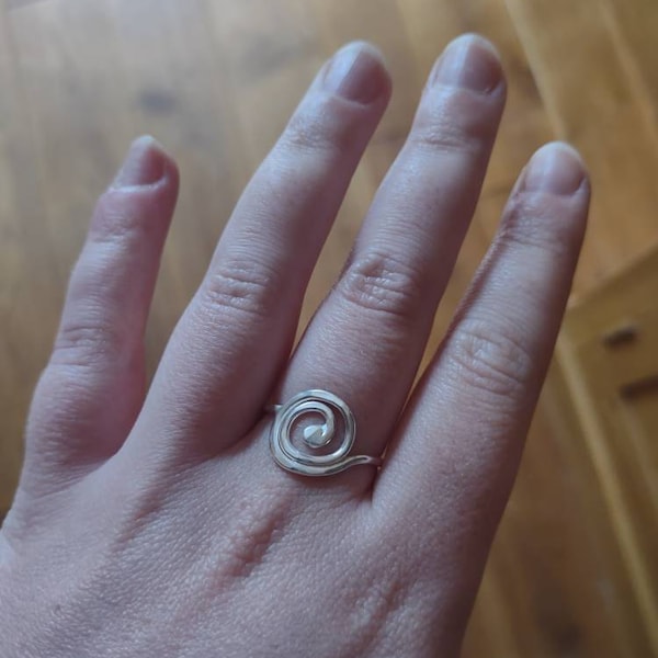 Sterling Silver Spiral Ring - Hammered Celtic Swirl Statement Ring - UK ...