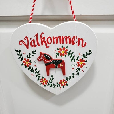 Swedish Welcome Sign, Swedish Gifts, Scandinavian Decor, Swedish Dala ...