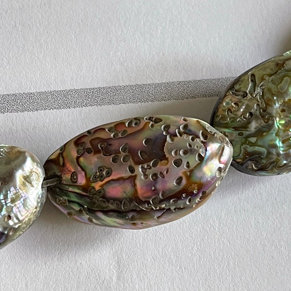NATURAL Abalone Shell Beads Approx. 17x28mm Beads, Full Length 15.5 ...