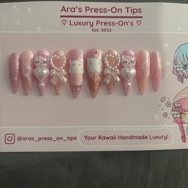 Luxury Press on Nails for Kids || Chibi Kawaii "bunny's Orange Autumn ...
