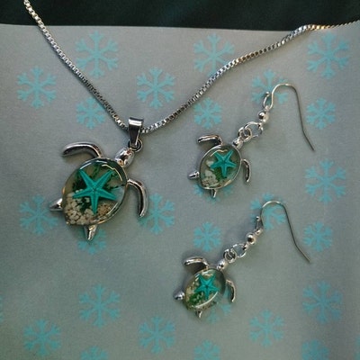 Deep in the Ocean Sea Turtle Necklace Marine Life Pendant, Unique Ocean ...