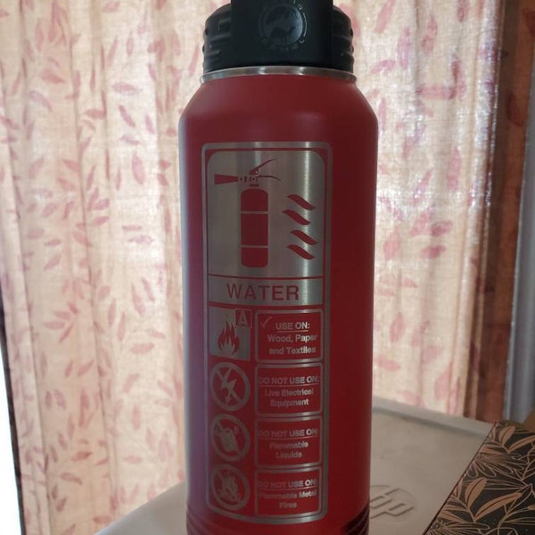 Personalized Fire Extinguisher Water Bottle, Custom Engraved ...