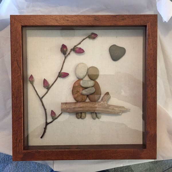 Dog Pebble Art, Child Play With Dog Frame, Family Pebble Art. Cute Dog ...