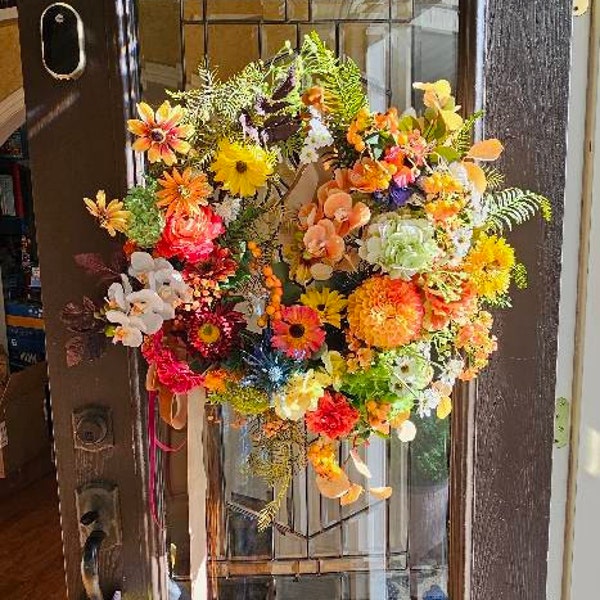 Realistic Red Orange Fake Flower Bouquet, Real Touch Roses, Outdoor ...