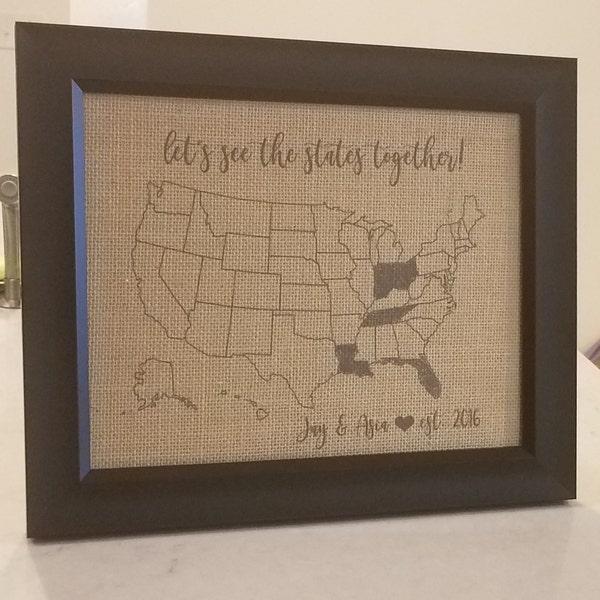 Travel Map of USA - Engagement Gifts for Couple - United States ...