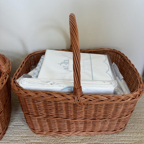 Shallow Laundry Basket, Handwoven Storage Basket, Oval Laundry Basket ...