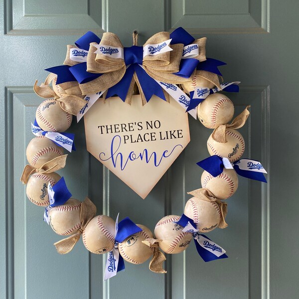 LA Dodgers Inspired Baseball Wreath Baseball Decor Made With REAL ...