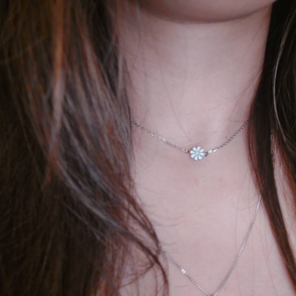 Flower Necklace, Tiny Flower Necklace, White Flower Necklace, Gifts for ...