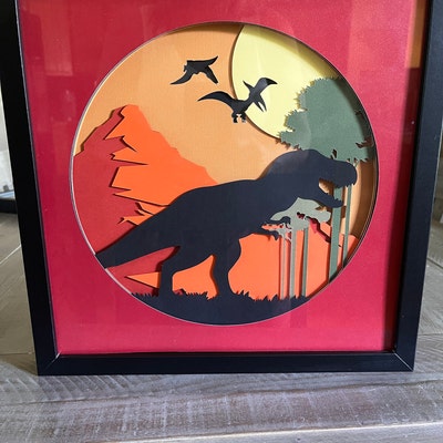 3D Dinosaur Shadow Box Double Bundle Brontosaurus and T-rex Shadow ...