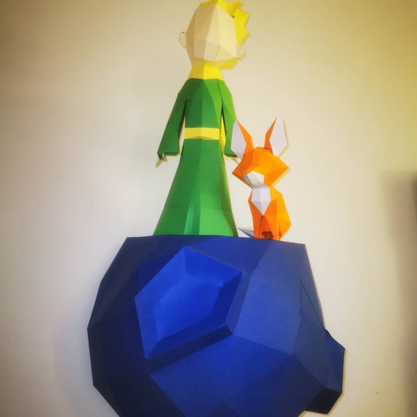 PAPERCRAFT the Little Prince and Fox on the Planet , Papercraft Low ...
