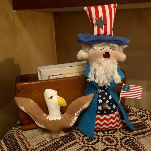 Primitive Uncle Sam, Patriotic Uncle Sam Decoration With Flag And/or ...