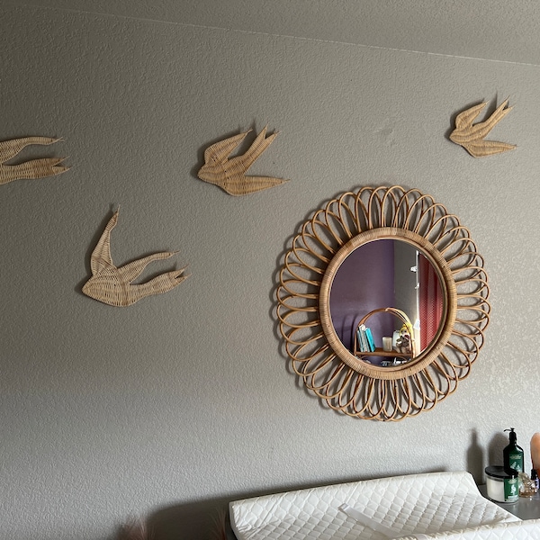 Set of 2 Swallow Bird Rattan Decoration, Shelf Decoration, Rattan ...