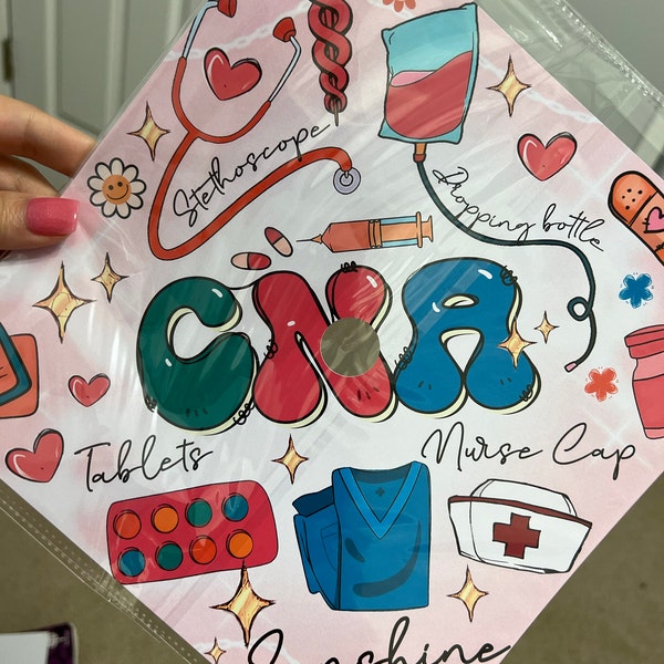 Personalized CNA Nurse Grad Cap Topper, Certified Nursing Assistant ...