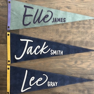 Large Single Word Custom Suede and Leather Pennant Flag Banner ...