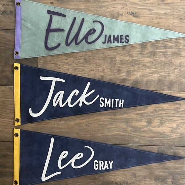 Large Single Word Custom Suede and Leather Pennant Flag Banner ...