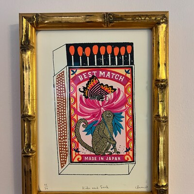 Monkey and Butterfly Matchbox Screen Print hide and - Etsy