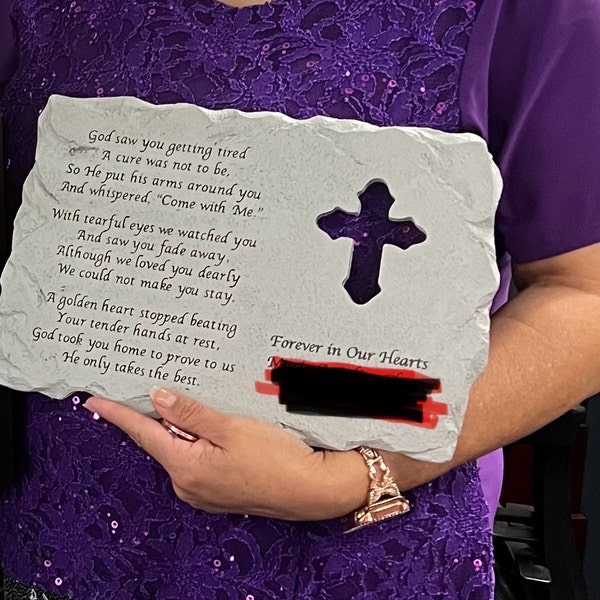 Personalized Cross Memorial Stone - Sympathy - Condolences - Garden ...