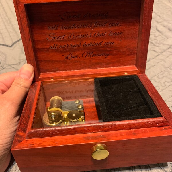 Walnut Wind-up Music Box | Custom Engraving | Custom Photo ...