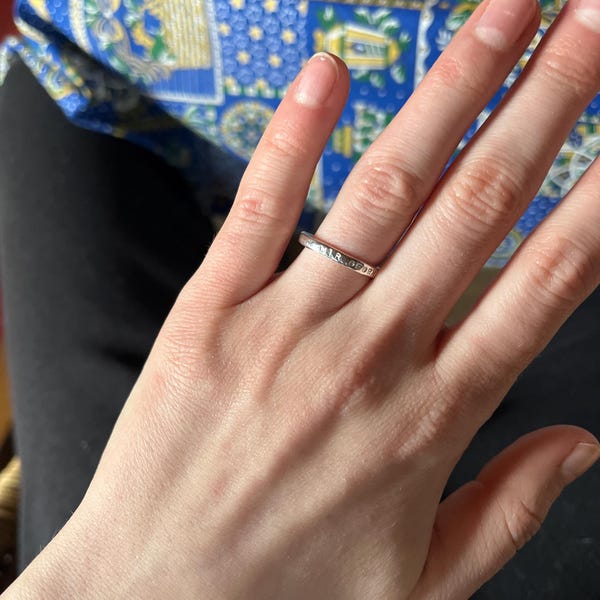 Hidden Message Ring - Personalized Ring, Hammered Ring, Sterling Silver ...