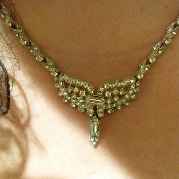 Authentic Vintage 1920s Art Deco RHINESTONE Hair Comb - Silver Tone ...