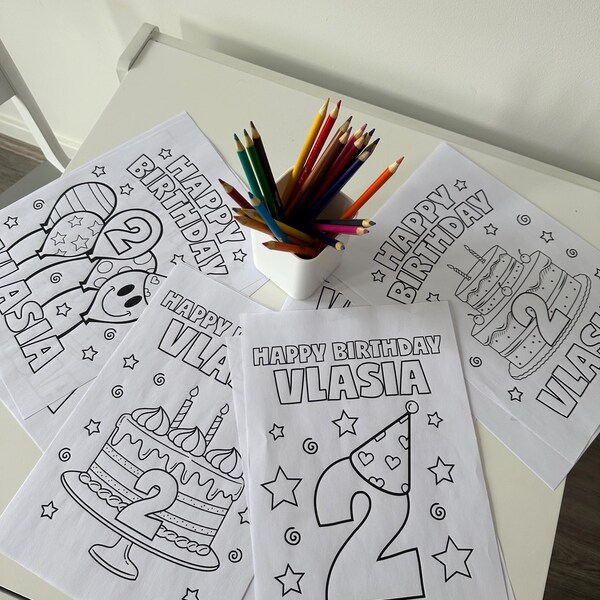 Kids Birthday Coloring Pages | Instant Download Birthday Party Activity ...