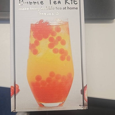Popping Boba Set for Bubble Tea at Home 9 Servings Strawberry, Peach & Raspberry With 9 Paper ...