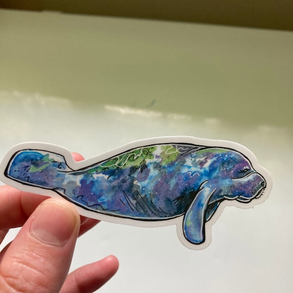 Manatee Sticker, Mermaid Vinyl Sticker for Water Bottle, Florida ...