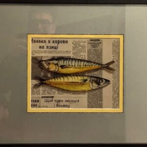 Fish Painting Newspaper Art Food Painting on Newspaper - Etsy