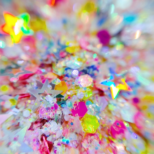 Holographic Star Glitter Shapes | Silver Iridescent Star Glitter for ...