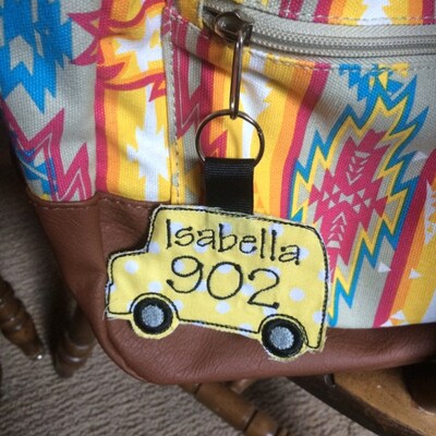 School Bus Key Fob AND Snap Tab Keychain 4x4 Hoop Friendly Embroidery ...