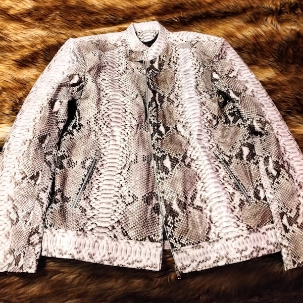 Gray Genuine Python Top Handle Bag, Real Snake Skin, Natural Python ...