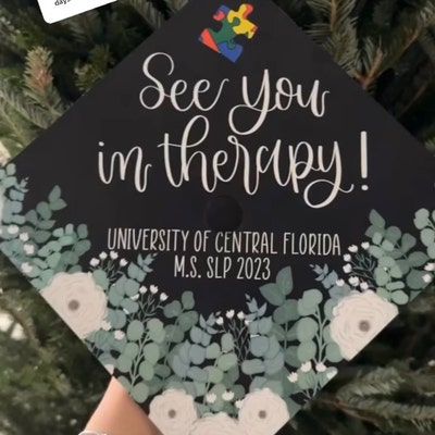 Custom eucalyptus Greenery Graduation Cap Topper, SLP Graduation Cap ...