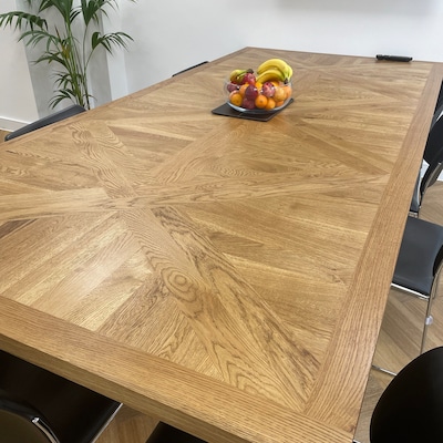 Parquet / Chevron Dining Table Solid Oak Made to Measure / Bespoke ...