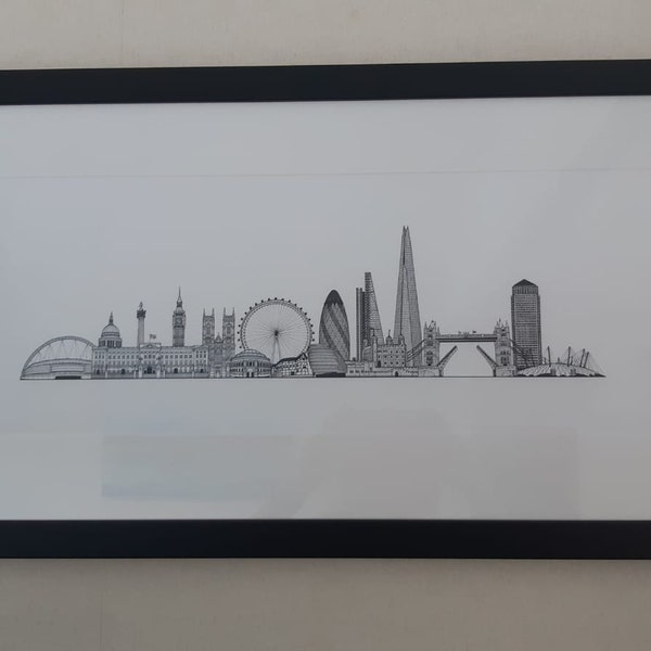 London Skyline Drawing A2 London Landmarks Drawing London Cityscape ...