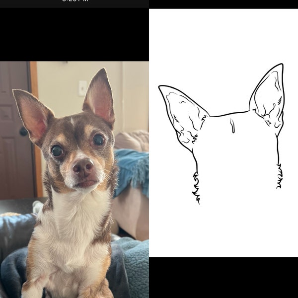 Ear Outline DIGITAL, Custom Pet Tattoo, Minimalist Illustration Print ...