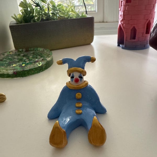 Mini Primary Colors Clown Figurine - Etsy