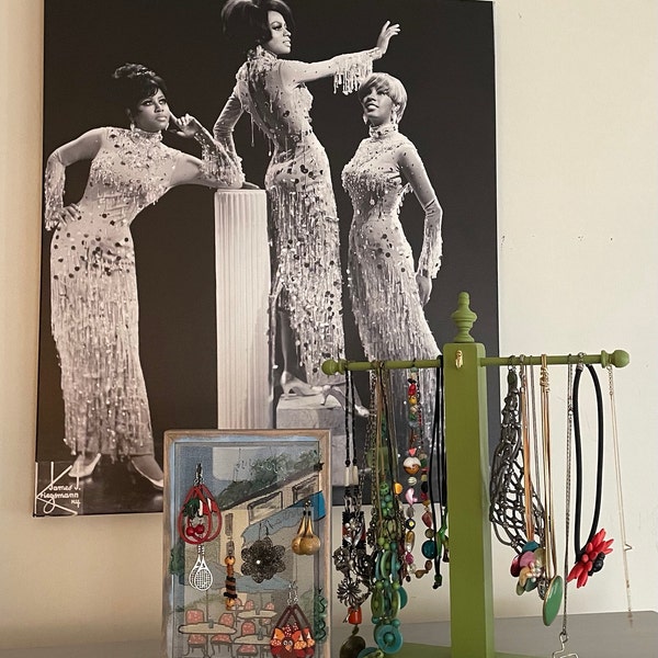 Wooden Stud Earring Holder | Wood Jewelry Organizer | Standing Jewelry ...