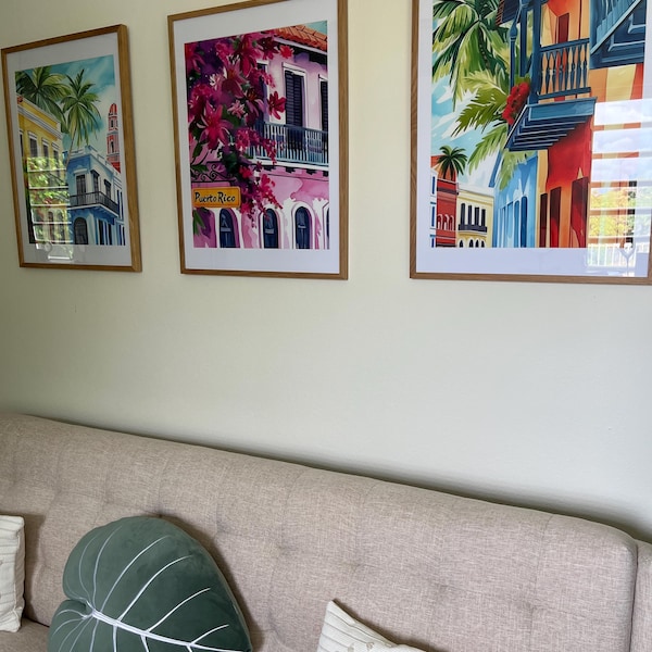 Puerto Rico Watercolor Print Set of 3, San Juan Cityscape Wall Art ...